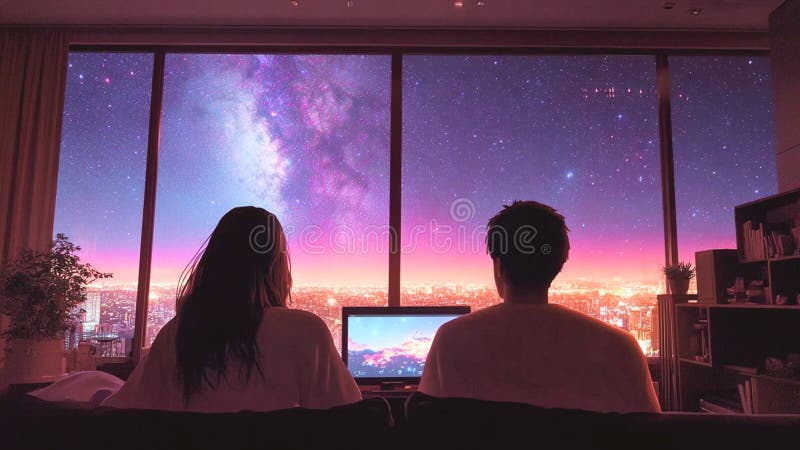 Bored Couple Chilling Watching a Movie, TV Show, Sitcom, Series ...