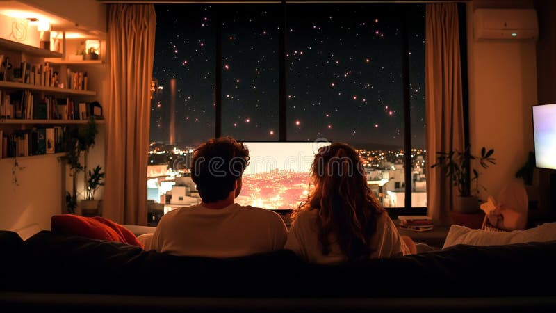 Bored Couple Chilling Watching a Movie, TV Show, Sitcom, Series ...