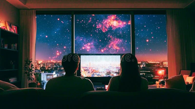 Bored Couple Chilling Watching a Movie, TV Show, Sitcom, Series ...