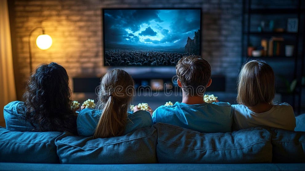 Group of Friends Hanging Out Watching TV Program, Show, Movie, Sitcom ...