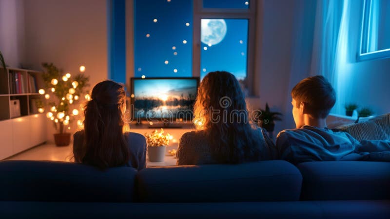 Group of Friends Hanging Out Watching TV Program, Show, Movie, Sitcom ...