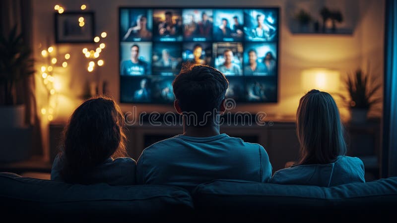 Group of Friends Hanging Out Watching TV, Movies, Shows, Programs ...