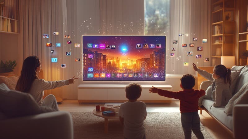 Family Watching TV Show, Movie, Sitcom, Series, Program, Netflix ...