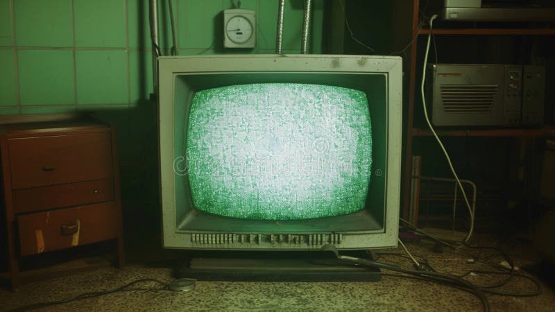 Old Broken Malfunctioning Retro TV Television with Glitch No Signal ...