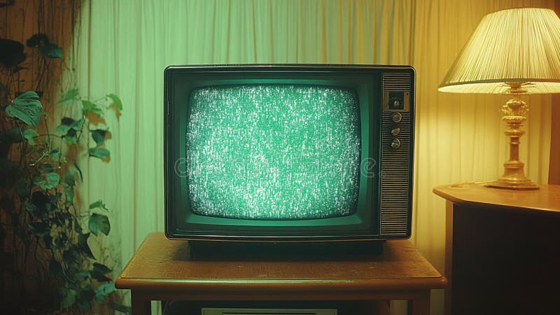 Old Broken Malfunctioning Retro TV Television with Glitch No Signal ...