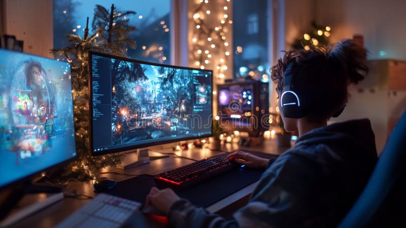 Teenage Girl Playing Fun Addicting Shooting Adventure Simulation Video ...