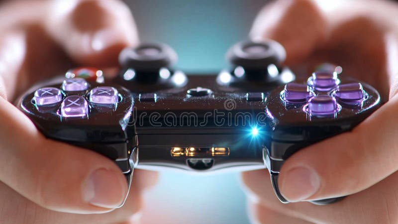 Hands Holding Video Game Joystick Playing Fun Addicting Shooting ...
