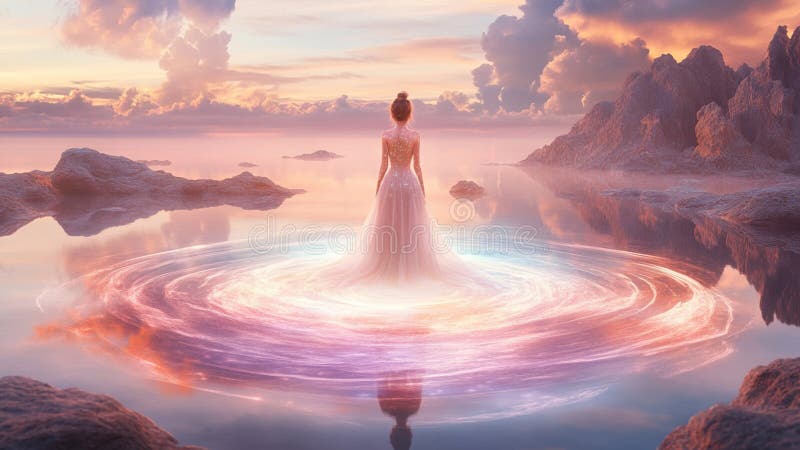 A Goddess Dreaming of Floating Above a Magical Iridescent Astral Lake ...