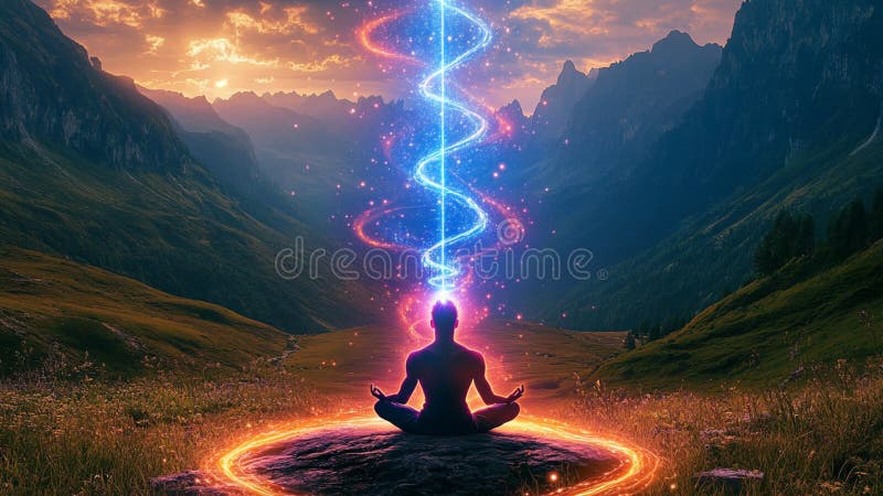 Enlightened Starseed Wanderer Man Meditating Emitting Electric High ...