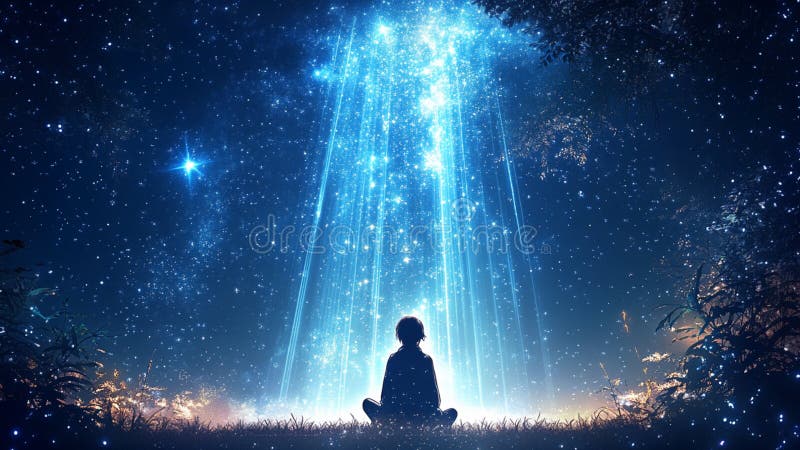 Starseed Child Stargazing Experiencing Cosmic Enlightenment in Electric ...