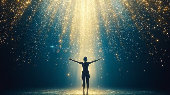 Enlightened Person Experiencing a Miracle Under a Spiritual Magical ...