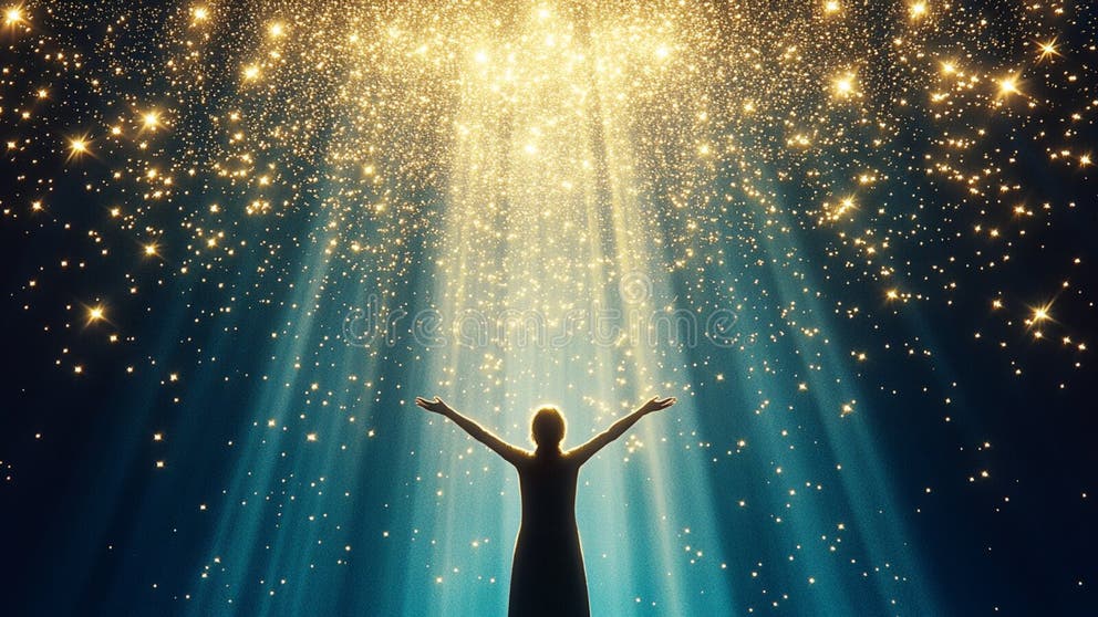 Enlightened Person Experiencing a Miracle Under a Spiritual Magical ...