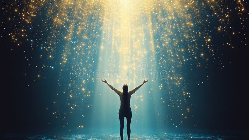 Enlightened Person Experiencing a Miracle Under a Spiritual Magical ...