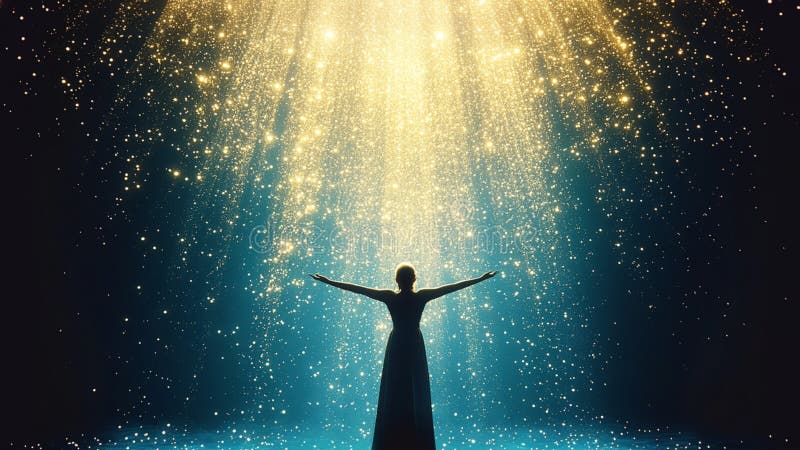 Enlightened Person Experiencing a Miracle Under a Spiritual Magical ...