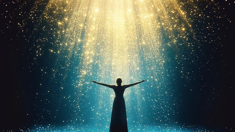 Enlightened Person Experiencing a Miracle Under a Spiritual Magical ...