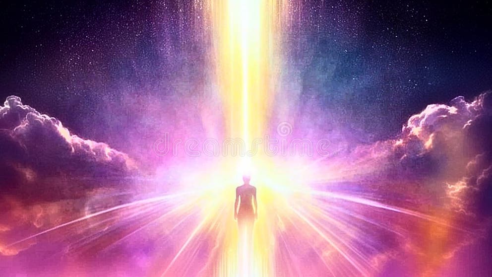 Spiritual Golden Light Being Under Powerful Pillar of Cosmic Light ...