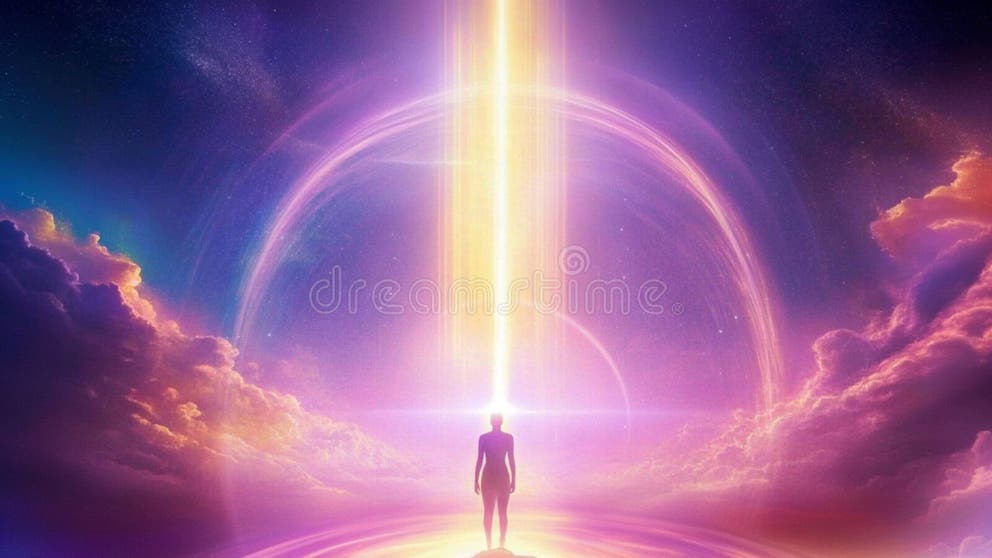 Spiritual Golden Light Being Under Powerful Pillar of Cosmic Light ...