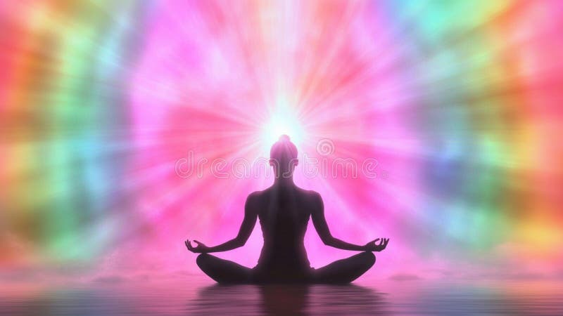 Spiritual Starseed with a Powerful Colorful Aura Glow Doing Yoga ...