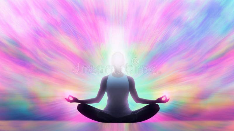 Spiritual Starseed with a Powerful Colorful Aura Glow Doing Yoga ...