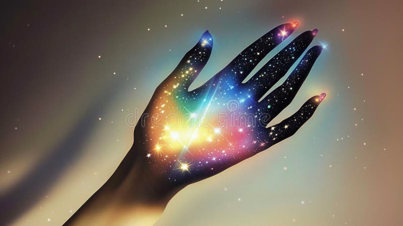 Colorful Rainbow Otherworldly Extraterrestrial ET Hand Palm Covered in ...