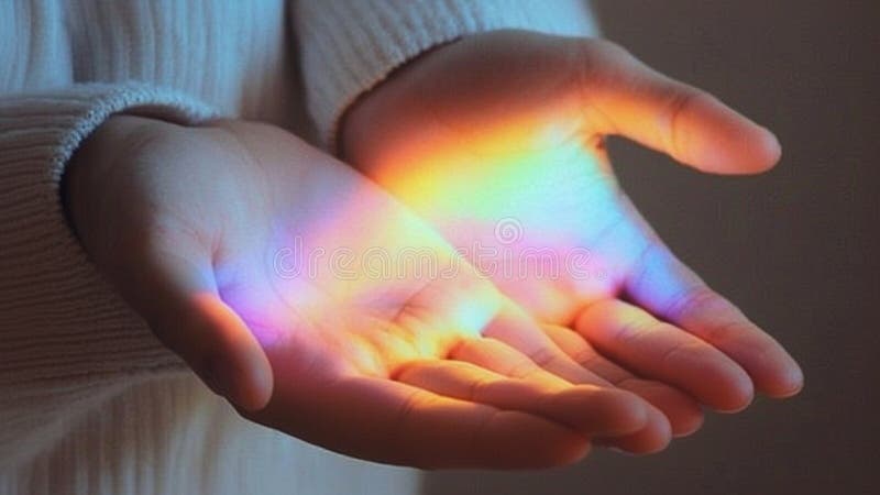 Praying Divine Celestial Hands, Invisible Ethereal Colorful Rainbow ...