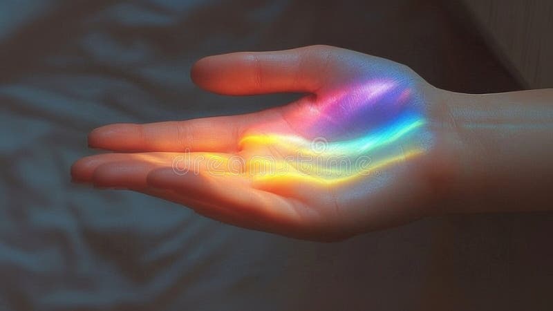 Praying Divine Celestial Hands, Invisible Ethereal Colorful Rainbow ...