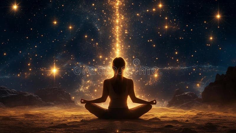 Spiritual Starseed Woman Introspecting Contemplating Meditating in a ...