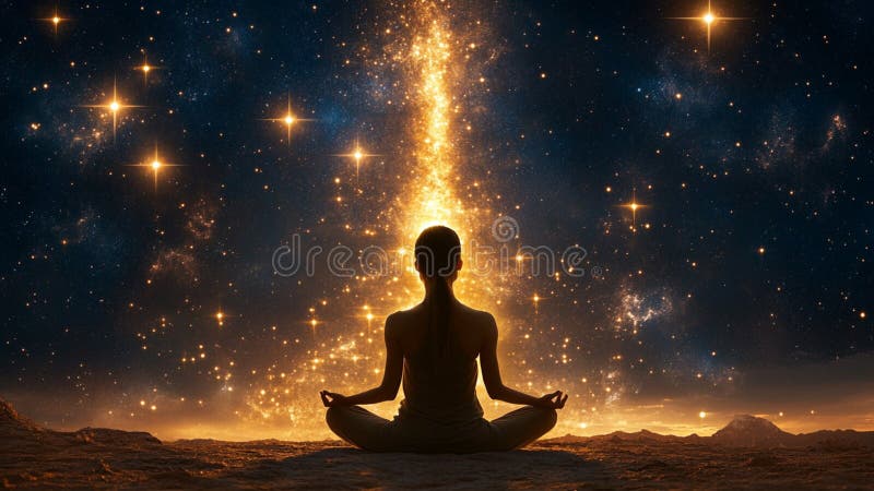 Spiritual Starseed Woman Introspecting Contemplating Meditating in a ...