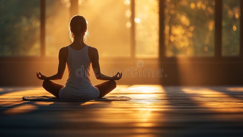 Spiritual Enlightened Woman in a Temple at Sunset Sunrise Introspecting ...