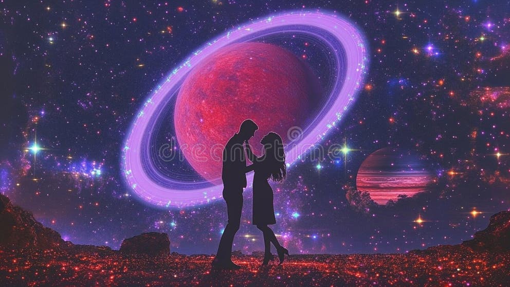 A Couple Astral Traveling Dreaming of Dancing in the Stars Floating ...