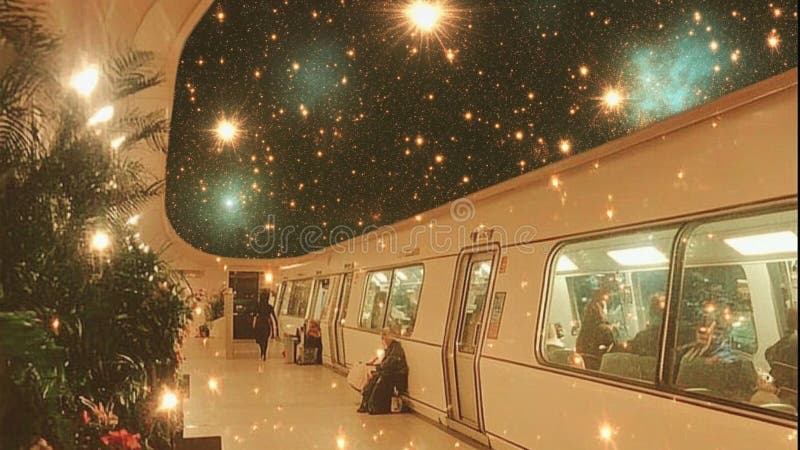 Futuristic Underground Subway Station in Cosmic Dream Plane Realm Under ...