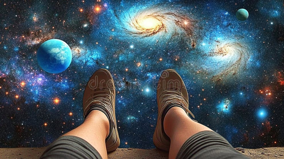 Wanderer Man Soul Floating Flying Astral Traveling in a Cosmic Universe ...