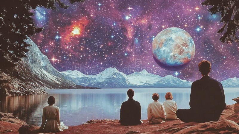 People Standing at a Lake in a Park in a Dream Realm Filled with ...