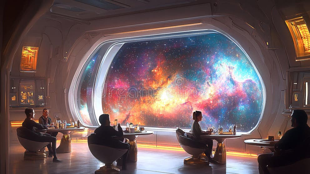 Science Fiction Futuristic Cafe Restaurant Cafeteria Inside an ...