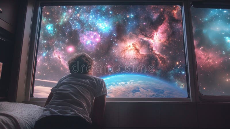Teen Boy Reflecting, Introspecting, Contemplating, Stargazing through ...