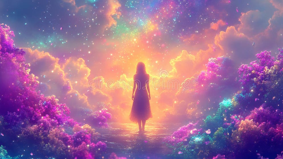 Wanderer Woman Astral Traveling in Dreamy Ethereal Planes Filled with ...
