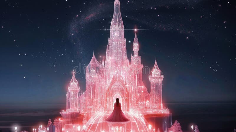 An Enchanted Pink Crystal Quartz Castle Tower Fortress in a Magical ...