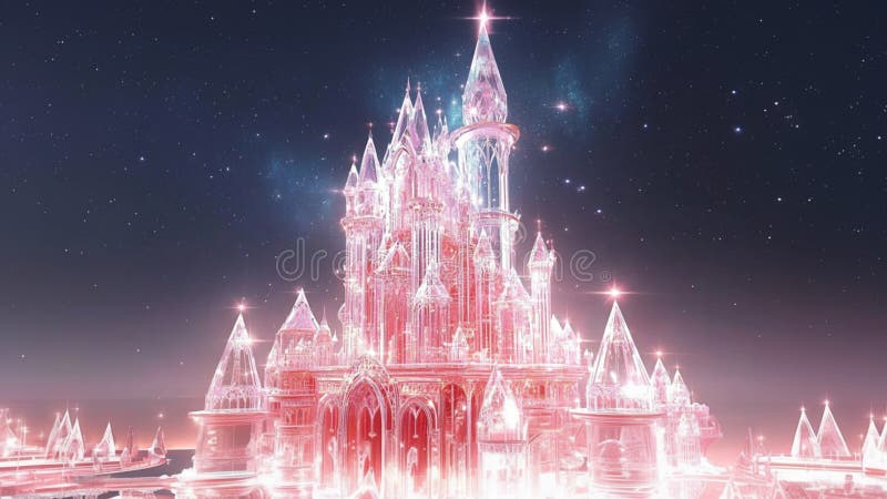 An Enchanted Pink Crystal Quartz Castle Tower Fortress in a Magical ...