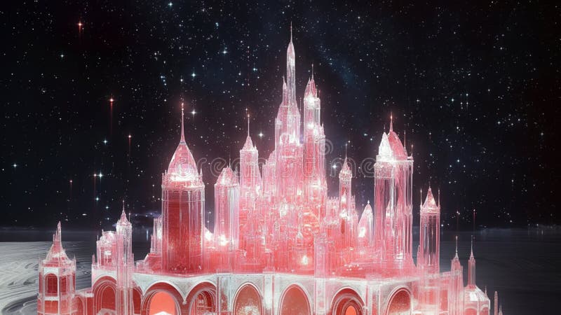 An Enchanted Pink Crystal Quartz Castle Tower Fortress in a Magical ...