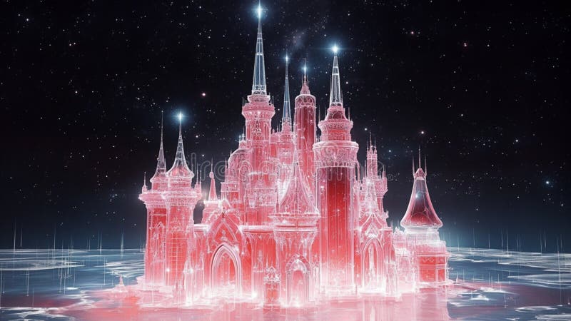 An Enchanted Pink Crystal Quartz Castle Tower Fortress in a Magical ...