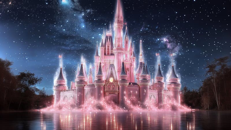 An Enchanted Pink Crystal Quartz Castle Tower Fortress in a Magical ...