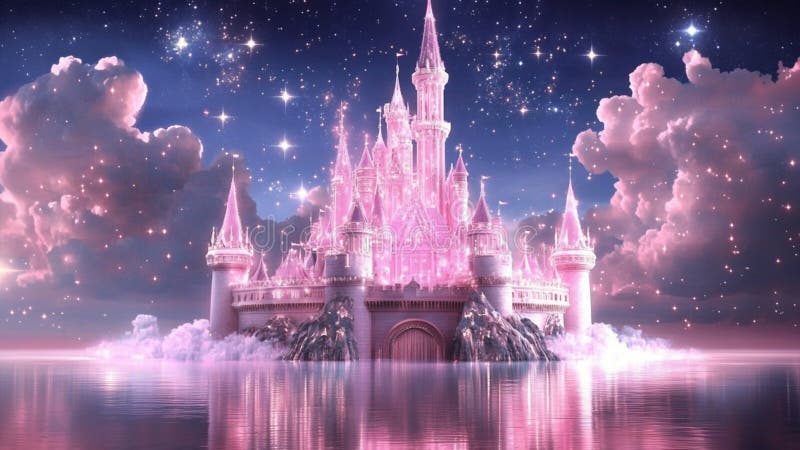 An Enchanted Pink Crystal Quartz Castle Tower Fortress in a Magical ...