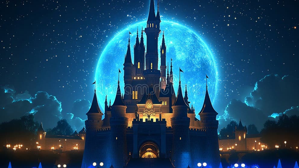 A Gothic Dark Vampire or Dracula Castle Tower Fortress in a Night Sky ...