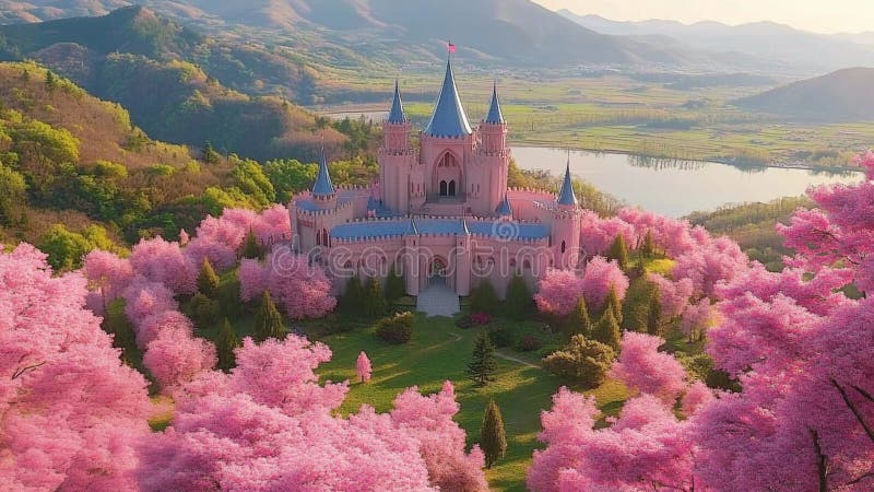 An Enchanted Girly Barbie Pink Castle Tower Fortress in a Magical Pink ...