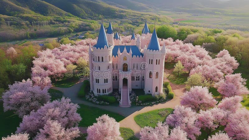 An Enchanted Girly Barbie Pink Castle Tower Fortress in a Magical Pink ...