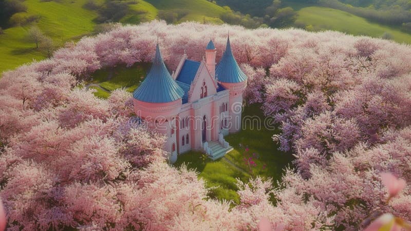 An Enchanted Girly Barbie Pink Castle Tower Fortress in a Magical Pink ...