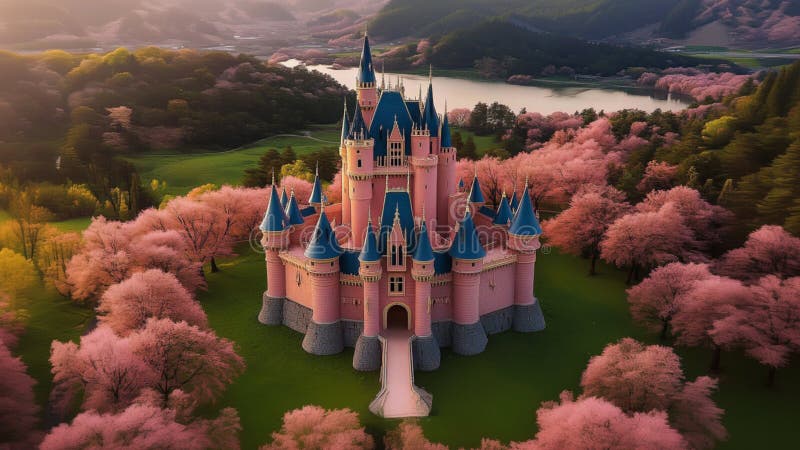 An Enchanted Girly Barbie Pink Castle Tower Fortress in a Magical Pink ...