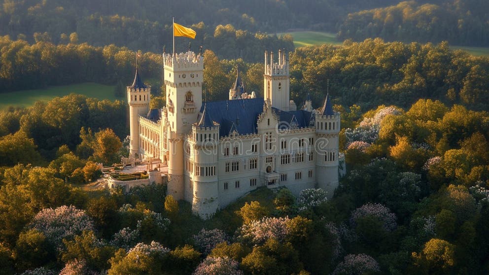 A Traditional European Castle Tower Fortress in an Enchanted Forest on ...