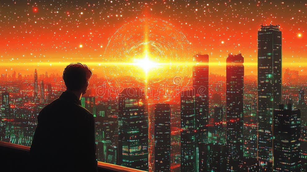 A Cosmic Celestial Event in the Sky Involving Bright Shining Glowing ...