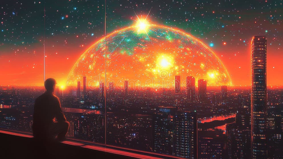 A Cosmic Celestial Event in the Sky Involving Bright Shining Glowing ...